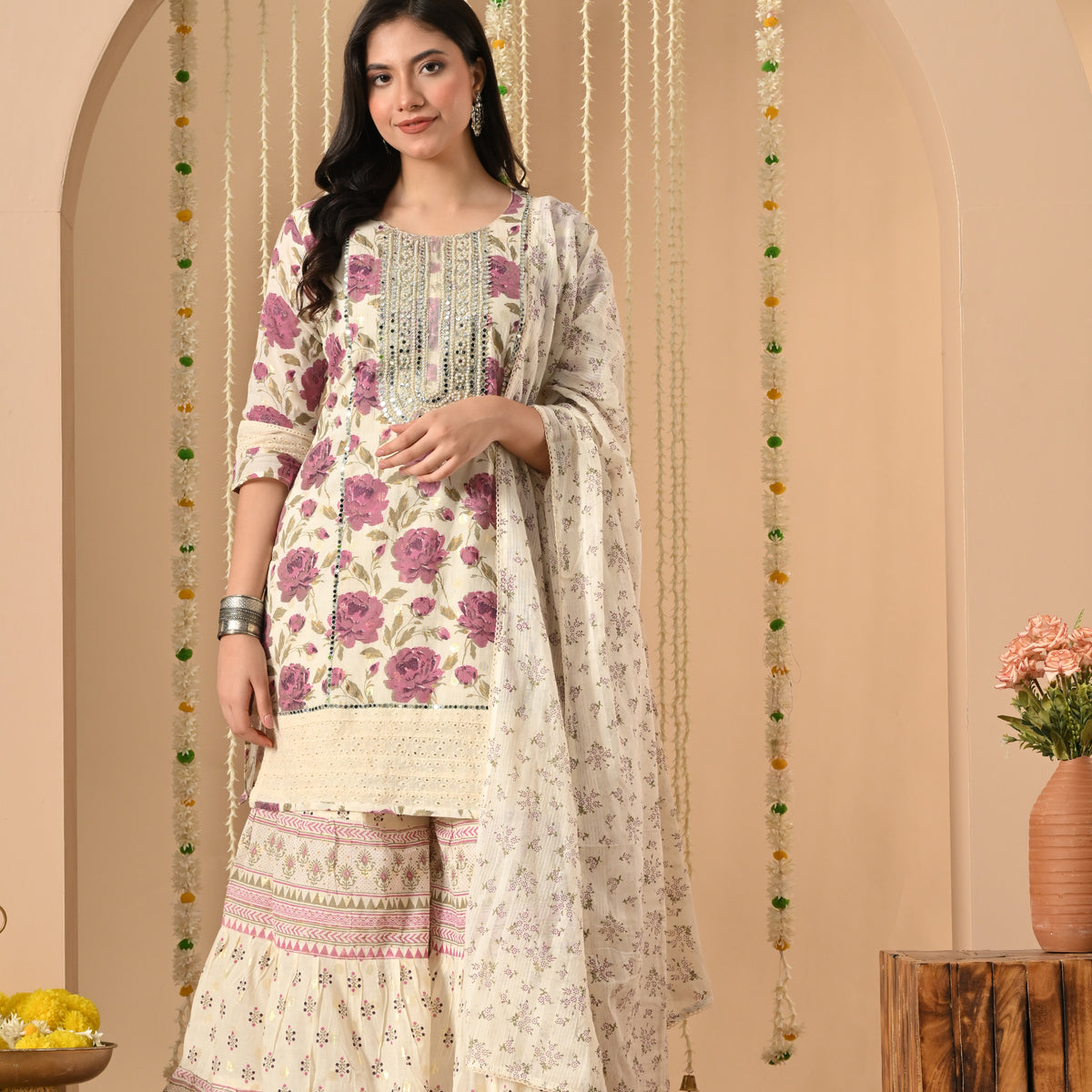 Cotton Pearl Gharara set – Simran Exclusive