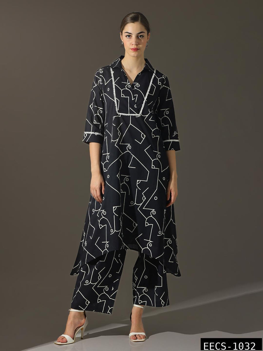 Black Abstract Co-Ord Set – Simran Exclusive